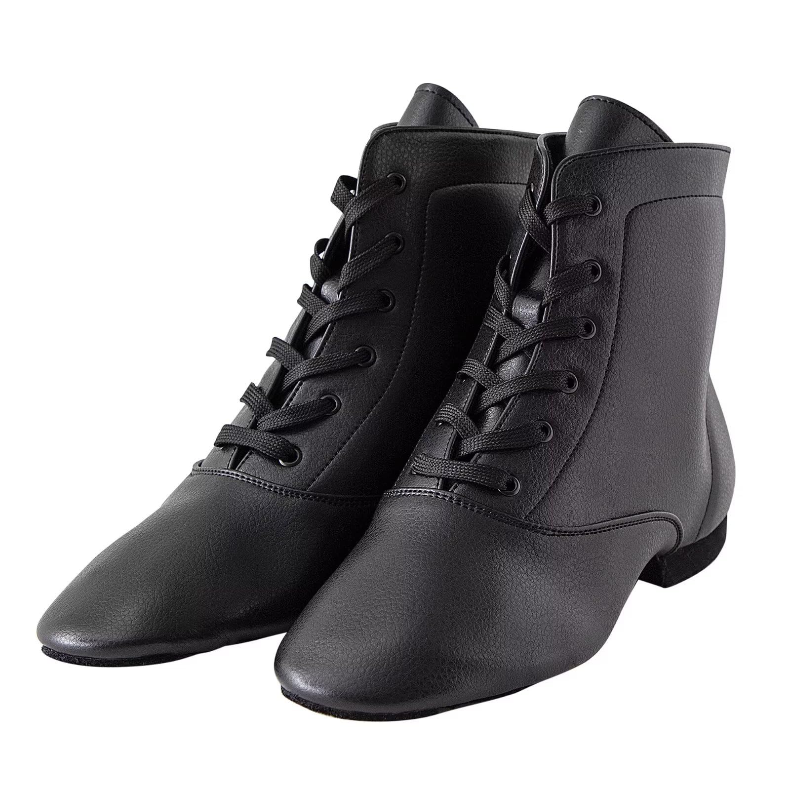 ARCLIBER Jazz Dance Boots for Women and Men's Lace Up Jazz Dance Shoes PU Leather, Black-9.5US