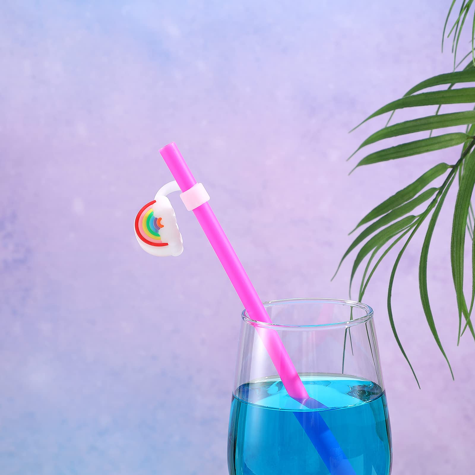 BESTOYARD Silicone Straws Tips Cover Cartoon Rainbow Reusable Compatible with Stanley Drinking Straw Lid Plug Anti-dust Airtight Seal Splash Proof For Telescopic Straw Beverages
