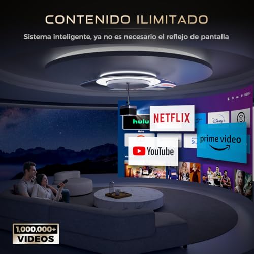 All-ln-One Projector 4K Supported, AURZEN BOOM 3 Smart Projector with WiFi and Bluetooth, 3D Stereo Sound & 36W Speakers, AI Auto Focus & Keystone, Netflix Official 500 ANSI Home Outdoor proyector