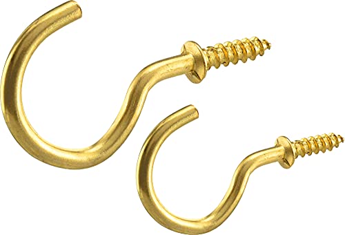 Living Solutions 16-Pack (0.75" & 1.25") Gold Finish Cup Hooks w/ Reusable Storage Case (16 Hooks)