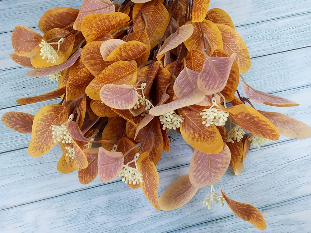 Etycoo 6 Pieces Artificial Eucalyptus Leaves Artificial Plants Greenery Decor for Wedding Party Home Garden Wreath Decor (Royal Blue)