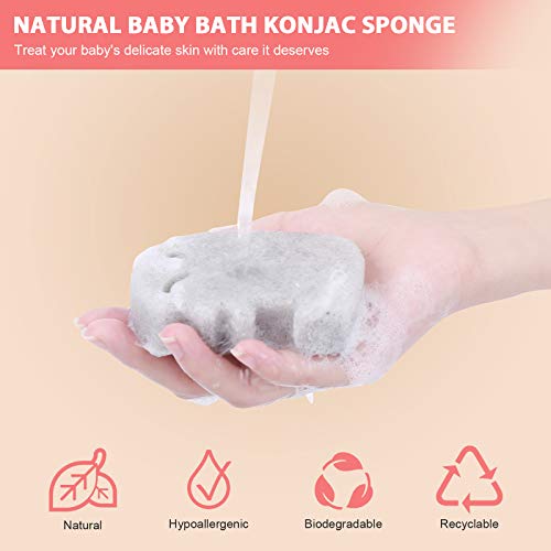 KECUCO Konjac Baby Sponge for Bathing, Natural Kids Bath Sponges for Infants, Toddler Bath Time, Cute Shapes Natural and Safe Plant-Based Konjac Baby Bath Accessories, 5pcs