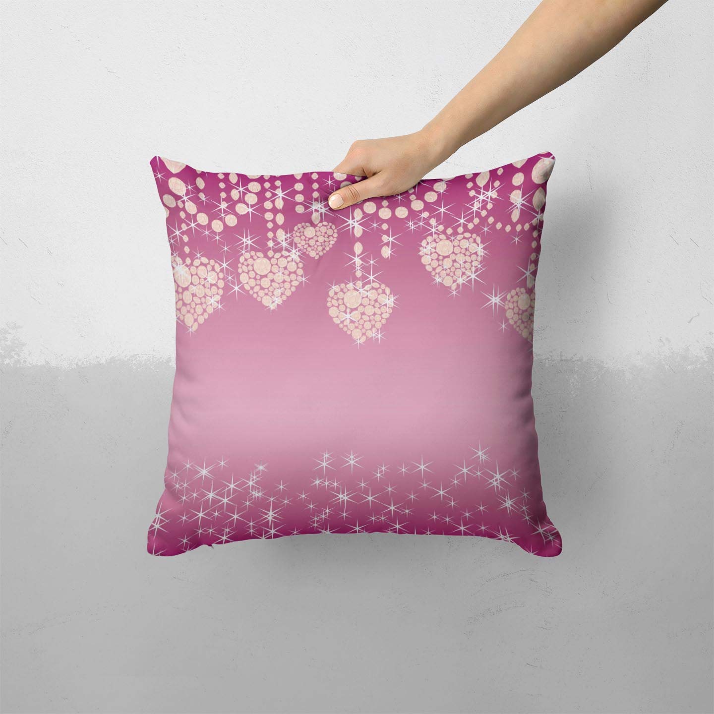 iiRov Pink Sparkly Chandelier Hearts - Custom Decorative Home Decor Indoor or Outdoor Throw Pillow Cover Plus Cushion Set for Sofa, Bed or Couch (Pillow CASE Cover Plus Cushion)