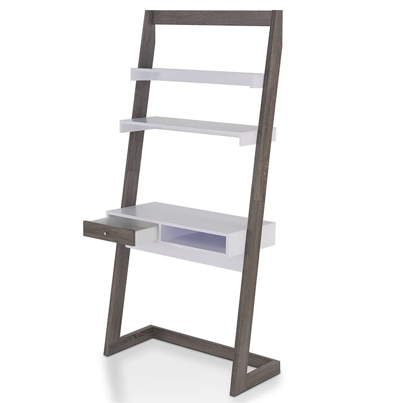 Furniture of America Lazlo Wood Writing Desk with Shelves in Distressed Gray