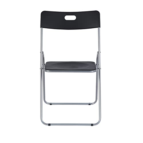 FurnitureR Set of 6 15.7''Lightweight Foldable Portable Commercial Plastic Seat/Carrying Handle for Home Office Living Meeting Reception Room Folding Chairs, Black