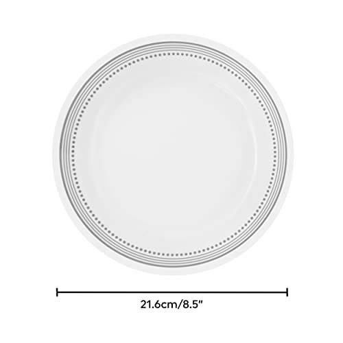 Corelle Dinnerware Set (4pc Set, Mystic Gray)-Set for 4 | Includes 4 x Side Plates | 80% Recycled Glass | 3 X More Durable, Half the Space & Weight of Traditional Ceramic