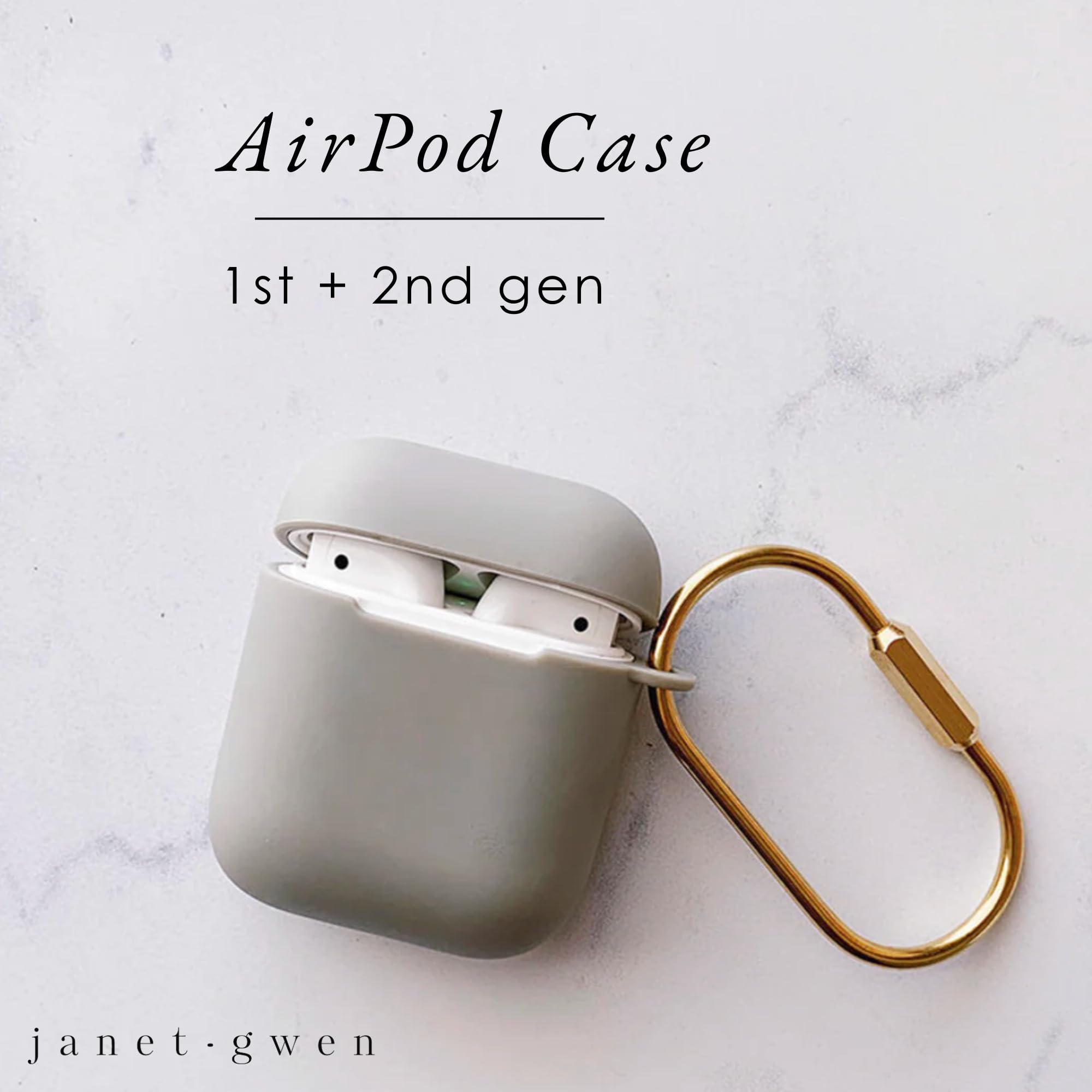 Airpod Case by Janet Gwen | Slim Protective Hard Shell Airpod Case Cover | Silicone Airpod Case Keychain | Lightweight Case for Airpods, (For Airpods Pro, Sage)