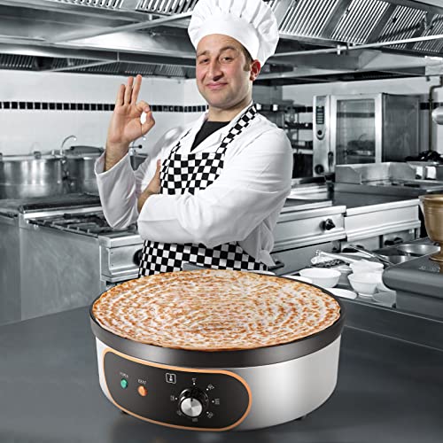 LIVOSA Crepe Maker 16" Electric Pancake Maker Machine 1800W Non-stick Commercial Crepe Maker with Batter Spreader and Wooden Scraper for Restaurants, Snack Stalls