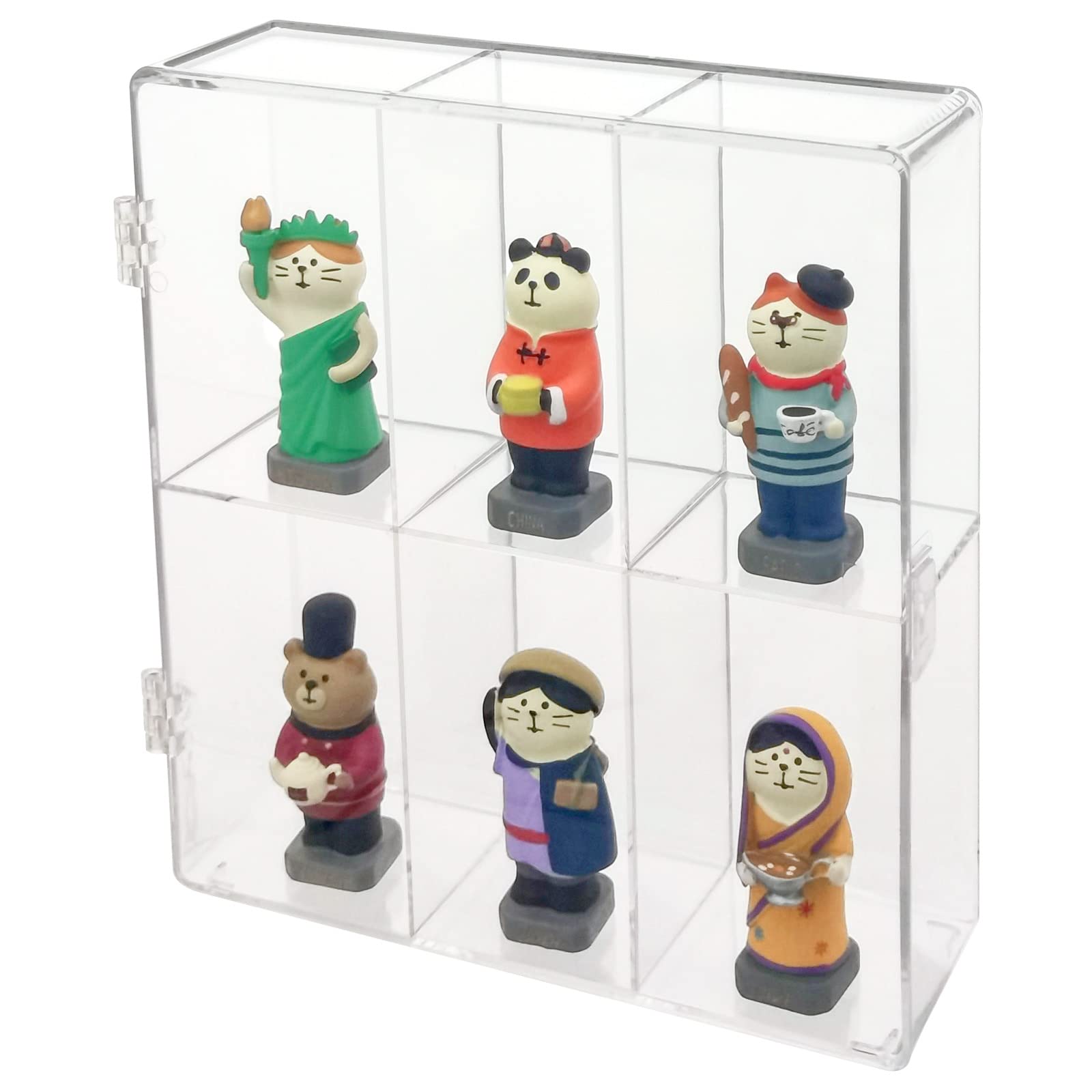 DIWNELEM Acrylic Display Case Cabinet Stand 6 Compartments Storage Box Display Showcase Shelf for Toys Rock Stone Collectibles & Mini Figure Action (7.5 * 2.1 * 8 inch)