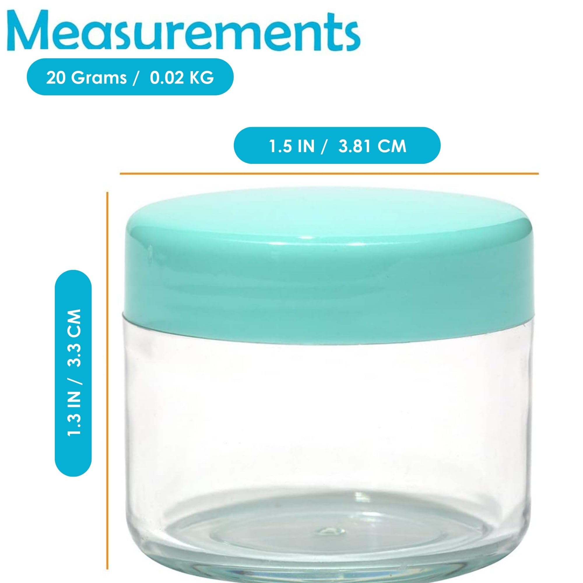 Houseables 20 Gram Jar, 20 ML Jar, 12 pcs, Multicolor, BPA Free, Cosmetic Sample Empty Container, Plastic, Round Pot Screw Cap Lid, Small Tiny 20g Bottle, for Make Up, Eye Shadow, Nails, Powder, Gems