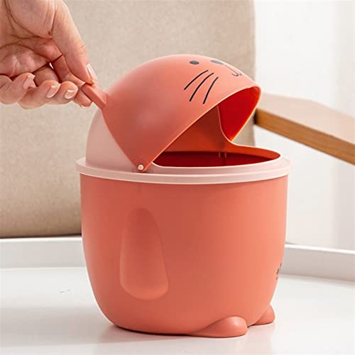 Cartoon Cat Table Plastic Trash Can Desktop Waste Box Bin Garbage Basket Home Office Supplies Dustbins Sundries Barrel Box for Home (Color : Green)
