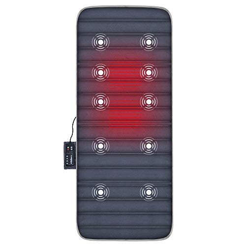 COMFIER Full Body Massage Mat with Heat, Chair Pad with 10 Vibration Motors & 2 Therapy Heating pad with auto Shut Off,Heated Massage Mattress Pad for Back,Gray