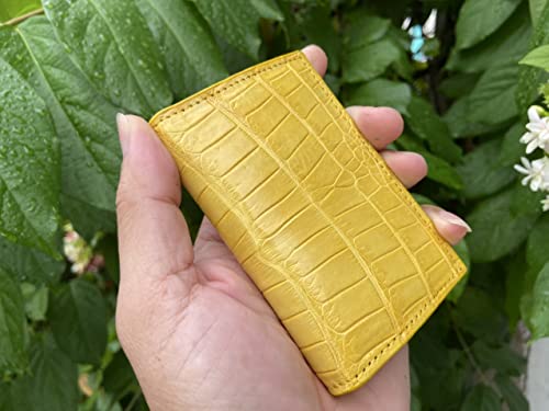 Double side Yellow Crocodile Alligator leather skin Credit Cardholder, leather credit cardcase, leather creditcard cover