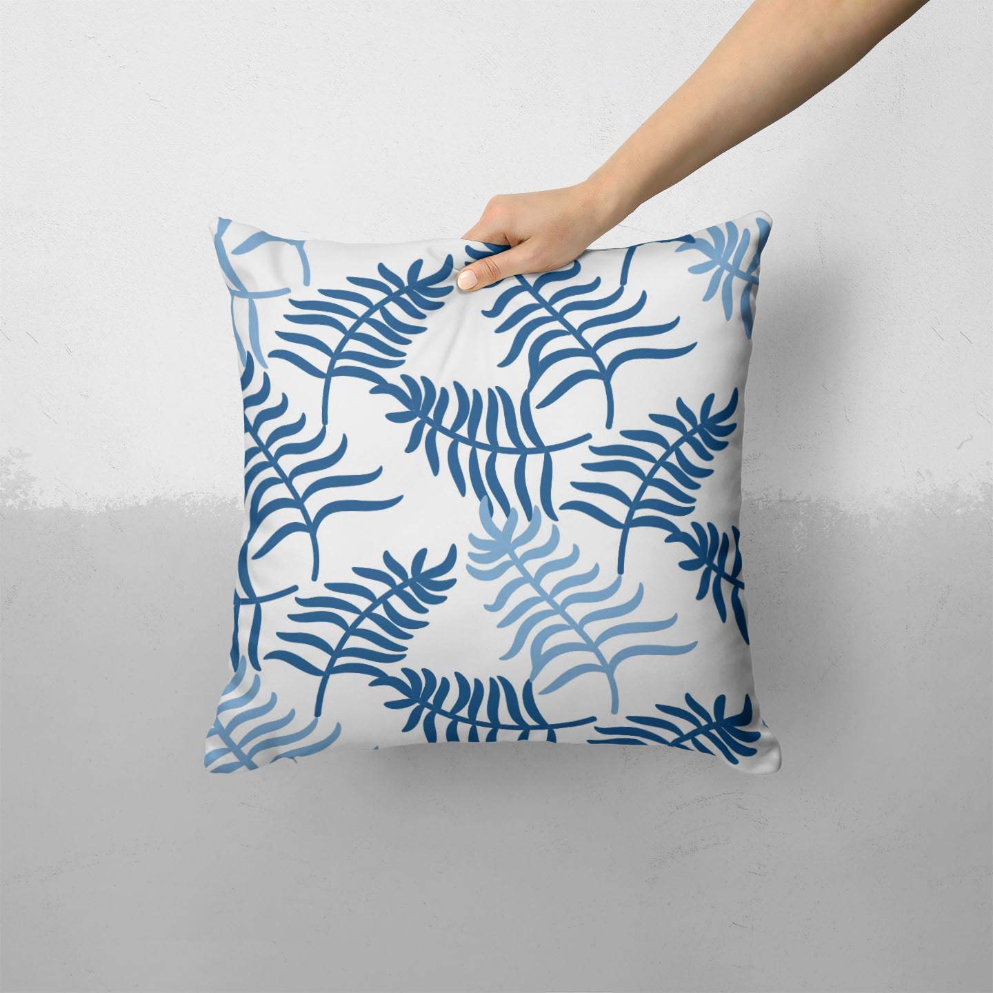 iiRov Shades of Blue Whispy Feathers - Custom Decorative Home Decor Indoor or Outdoor Throw Pillow Cover for Sofa, Bed or Couch Cushion (Pillow CASE Cover ONLY)