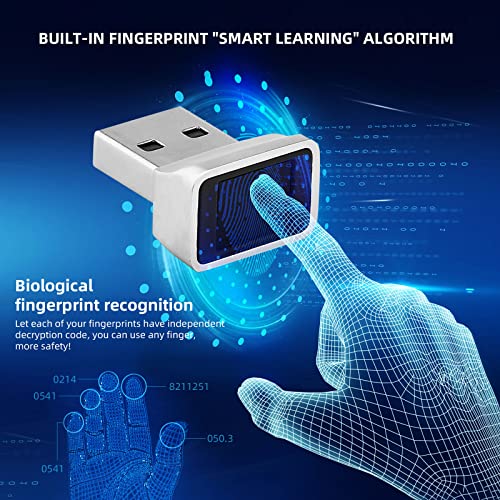 USB Fingerprint Reader, DDSKY Portable Security Key Biometric Fingerprint Scanner Support Windows 10 32/64 Bits with Latest Windows Hello Features (1-Pack)