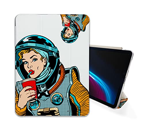Cute Pin Up Girl Astronaut Space case Compatible with iPad Mini Air Pro 7.9 8.3 9.7 10.2 10.9 11 12.9 inch Pattern Cover New 2022 2021 Trifold Stand 3 4 5 6 7 8 9 Generation 510 (10.2" 7/8/9 gen)