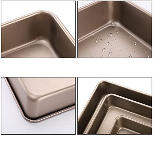Dicunoy Set of 3 Baking Pans Set, Nonstick Rectangle Cake Baking Sheet for Oven, Bakeware Bread Pans, Heavy Duty Carbon Steel Bread Tray, Bake Mold Turkey Roasting Pan, 8,10,12 inch