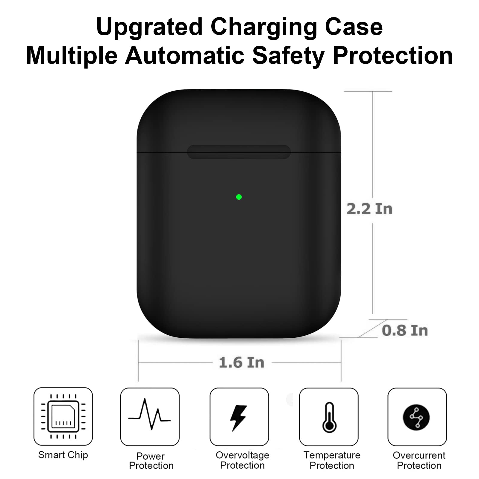 Airpods Charging Case Compatible for Airpods 1&2, Rantuns Wireless Charger Replacement Case for Air Pod, 450mAh Battery with Bluetooth Pairing Sync Button, NO Earbuds Include, White (Black)