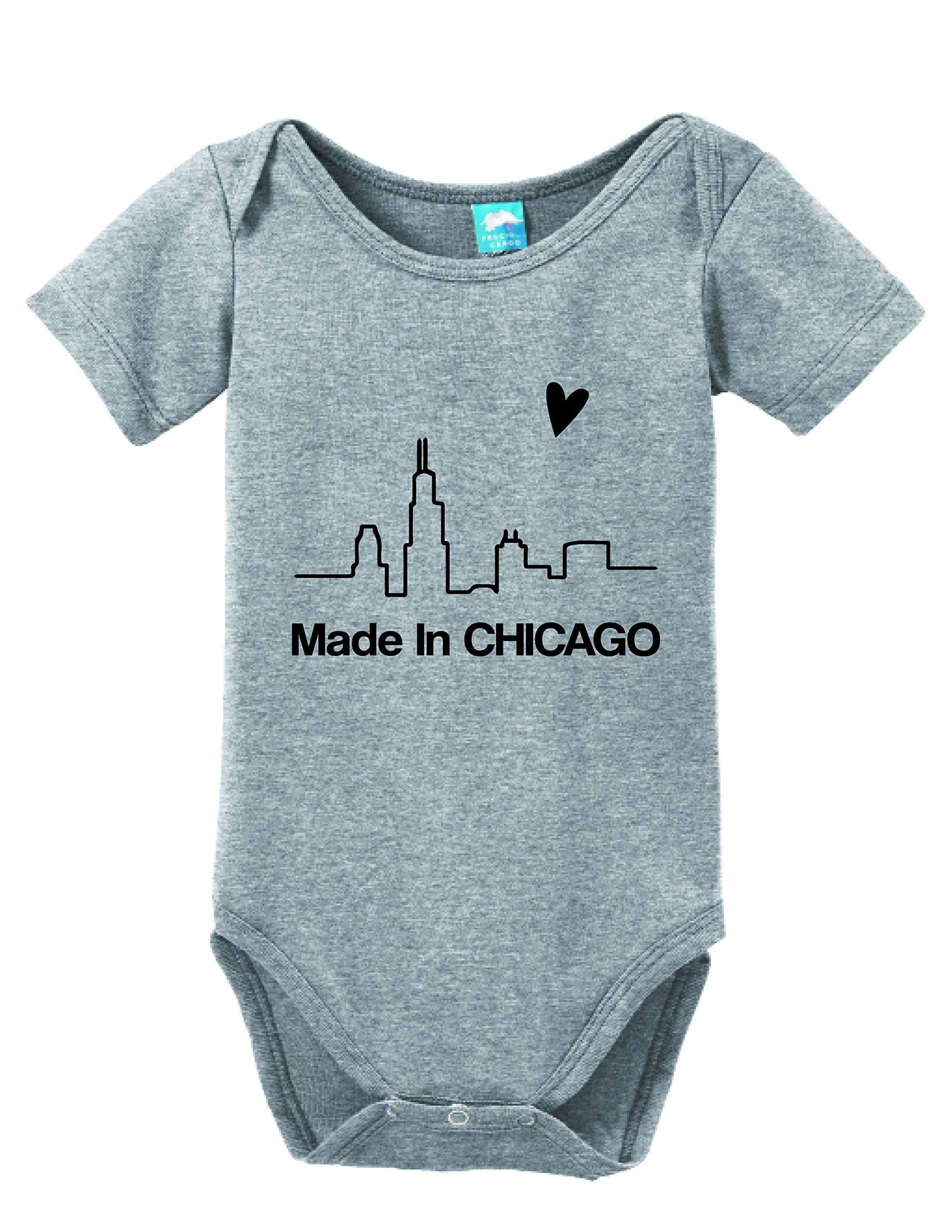 Made in Chicago Printed Baby Romper Gray 3-6 Month