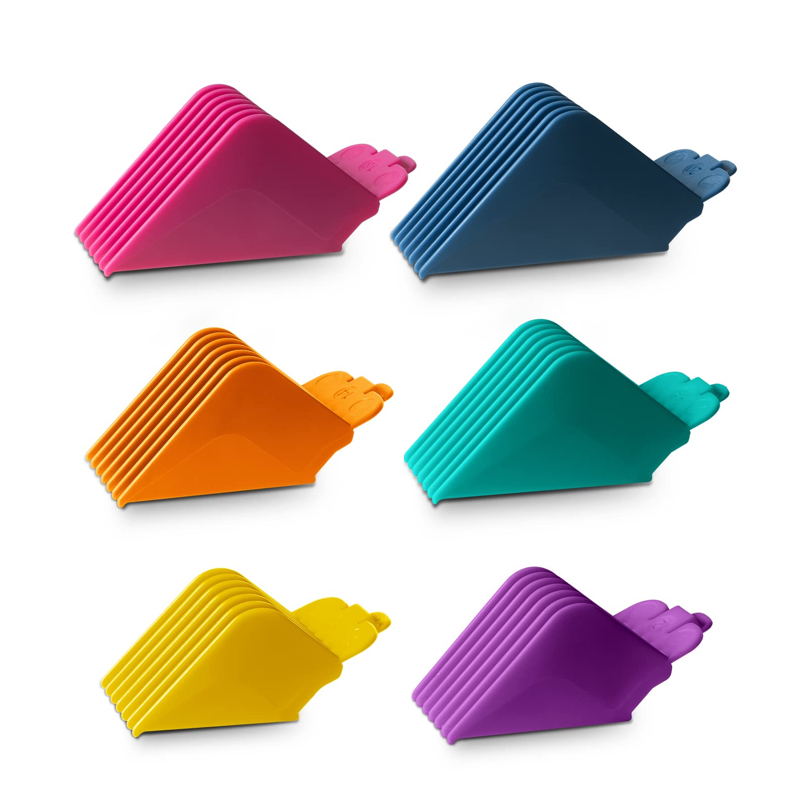 6 Professional Extra Long Hair Clipper Guards Cutting Guides Fits for Most Wahl Clippers, Color Coded Clipper Guards Replacement - 1.25", 1.5", 1.75", 2", 2.25" & 2.5" (#10, 12, 14, 16, 18, 20)