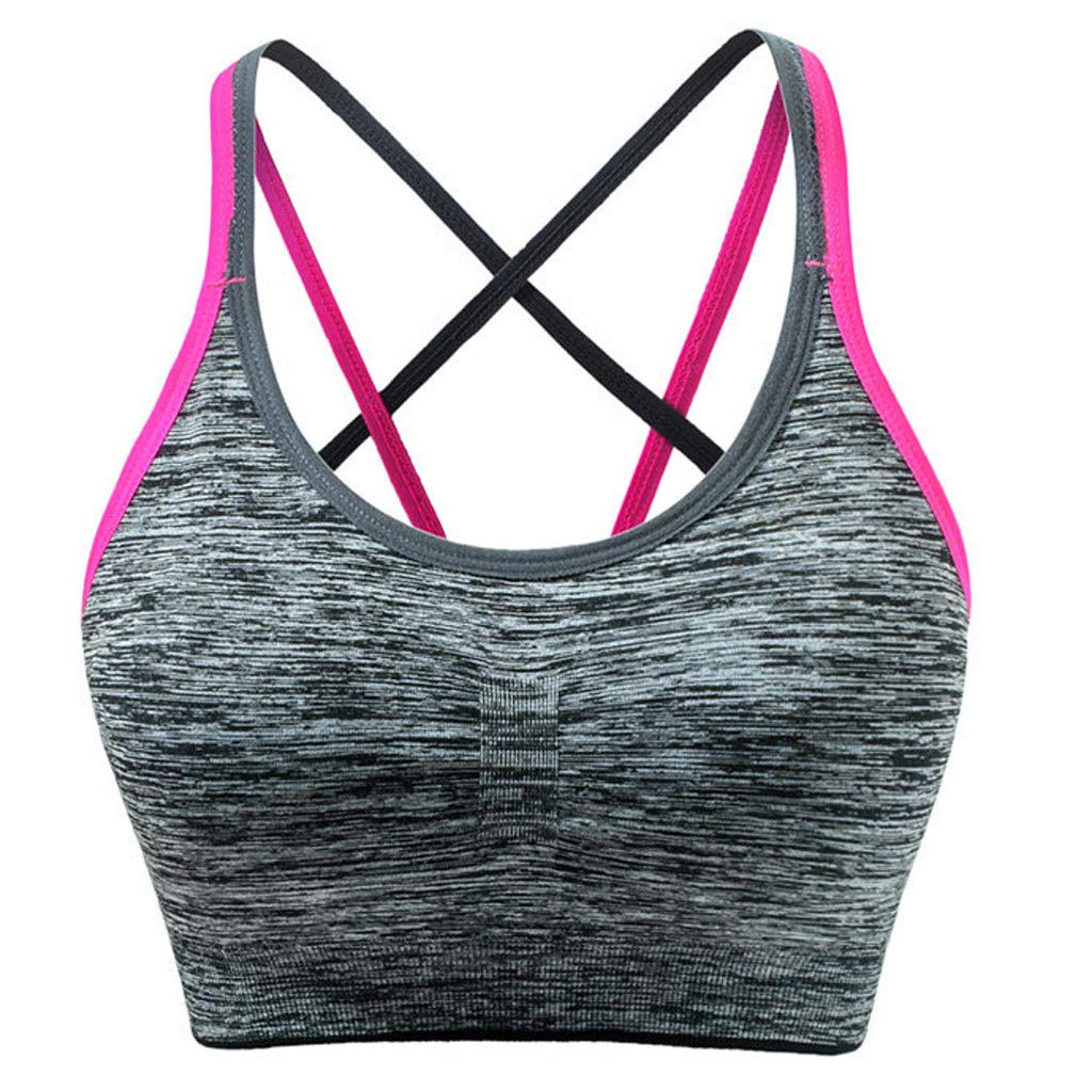 Bra for Women,JFLYOU Ladies Removable Padded Sports Bras Lingerie Support Workout Yoga Bra(Hot Pink,XX-Large)