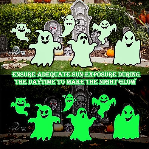 Halloween Decorations Outdoor Yard Signs, 6 PCS Glow in the Dark Fluorescence Halloween Scary Ghost Yard Signs with Stakes,Scary Silhouette Halloween Decorations for Outdoor Lawn Garden