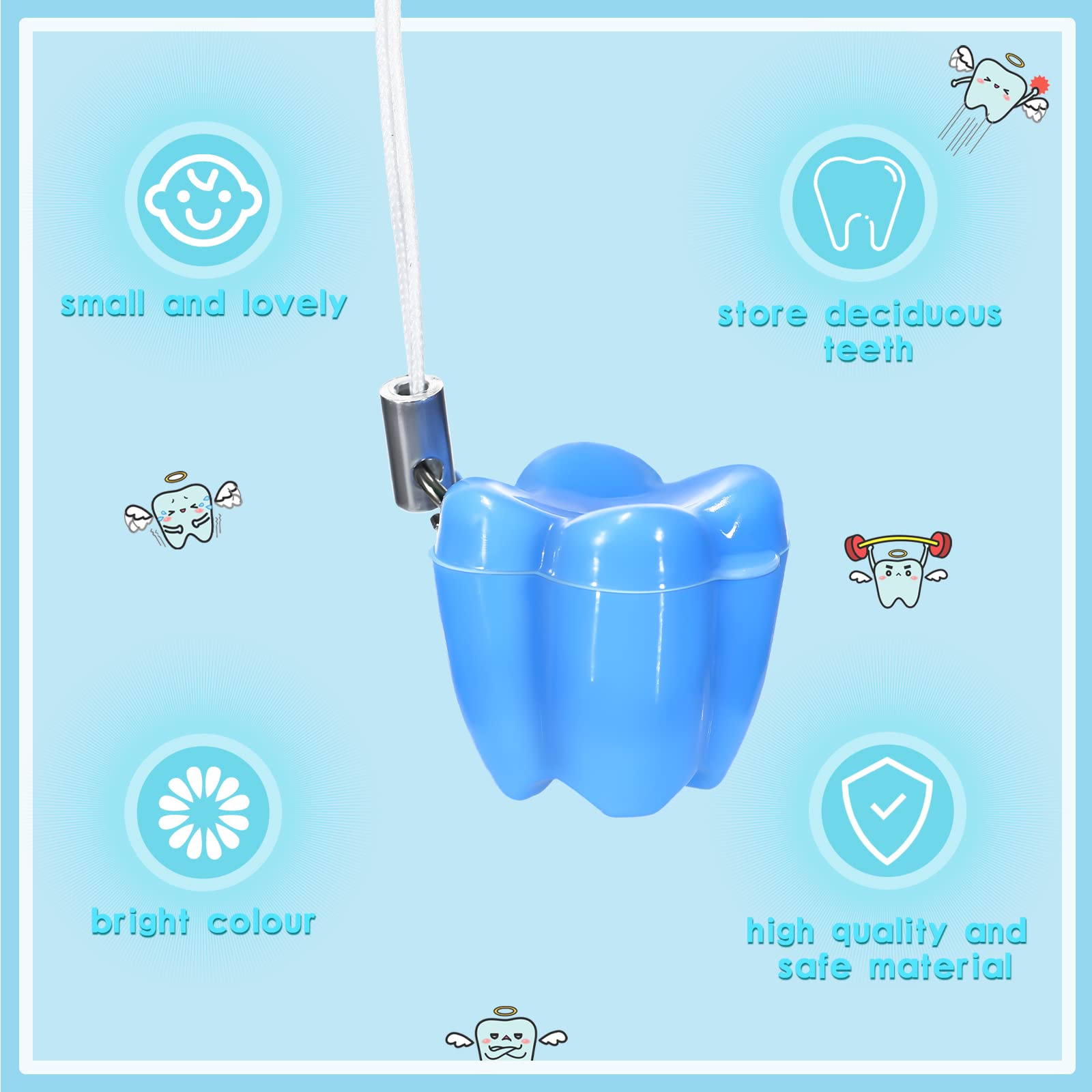 60 Pieces Lost Teeth Saver Necklace Organizer Milk Teeth Storage Box Necklace Cute Fairy Baby Teeth Keepsake Holder Children Teeth Save Box for Lost Teeth Storage Box, Children's Day Gifts