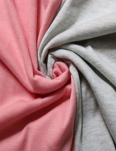 Angsuttc Jogger Sets for Women 2 Piece, Color Blocked Long Sleeve Tops Skinny Pants Tracksuit Outfits Pink&Grey M