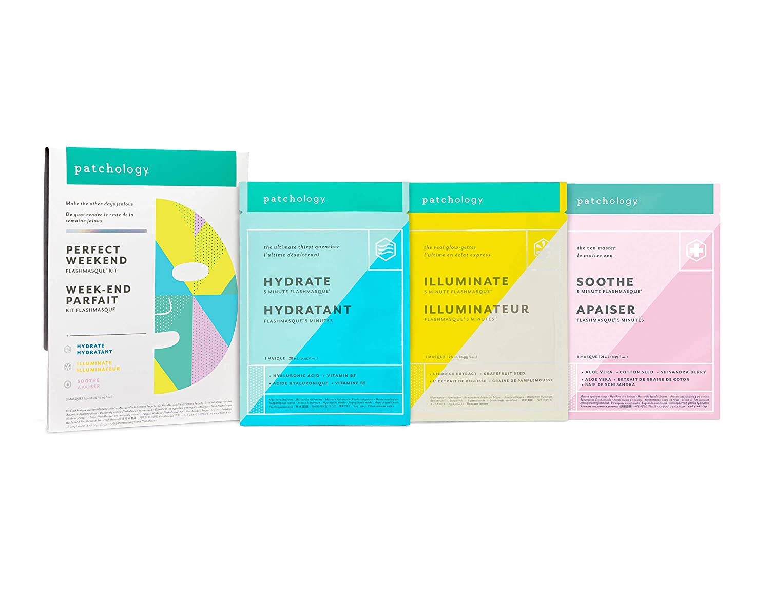 Patchology Perfect Weekend Facial Sheet Mask - Potent Hyaluronic Acid & Firming Formula - Intense Moisturizing & Hydration for Men & Women - Ultimate Skin Revitalizing Face Sheets, 3 count