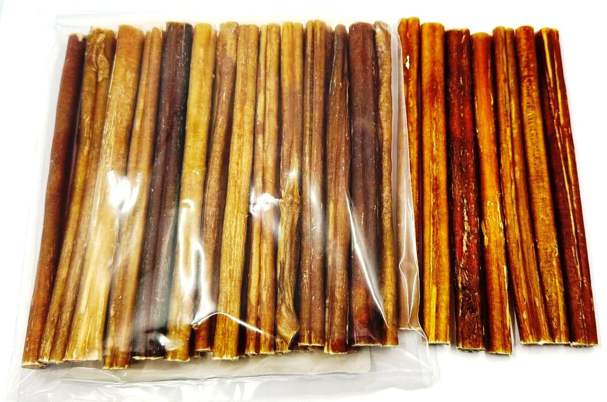 ELITE TREAT Natural Odor Bully Sticks for Dogs,Healthy Long Lasting Pizzle Chews (6 Inch, 24 Pack),All Natural,Free Range 100% Grass-Fed Beef,Grain-Free (Medium/Thin)