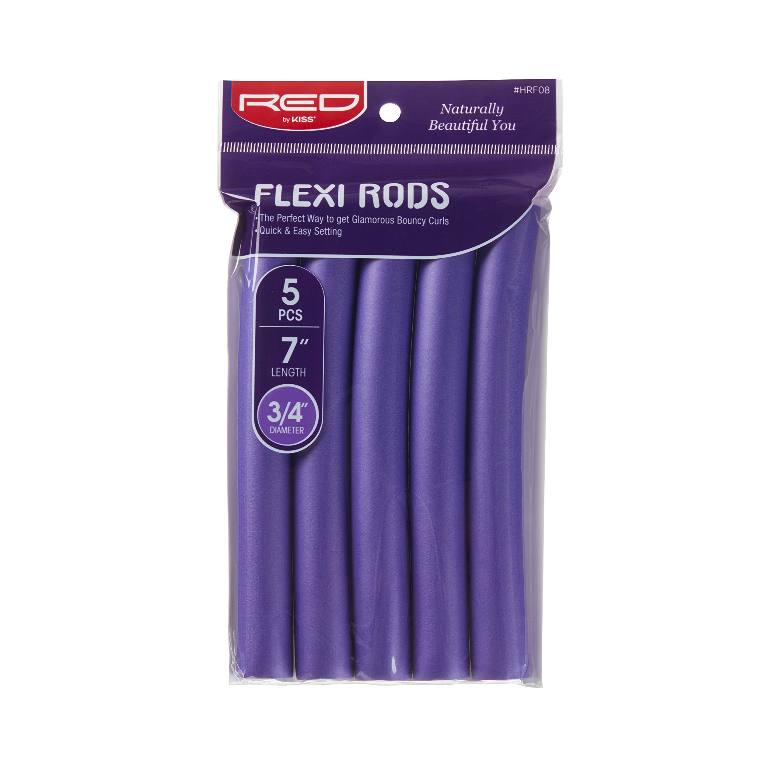 Red by Kiss Flexi Rods - Heatless Hair Curler for 90S Glamorous Bouncy Curls Beach Waves, No Slips, Sleep Styler (7" Length, 3/4" Diameter)