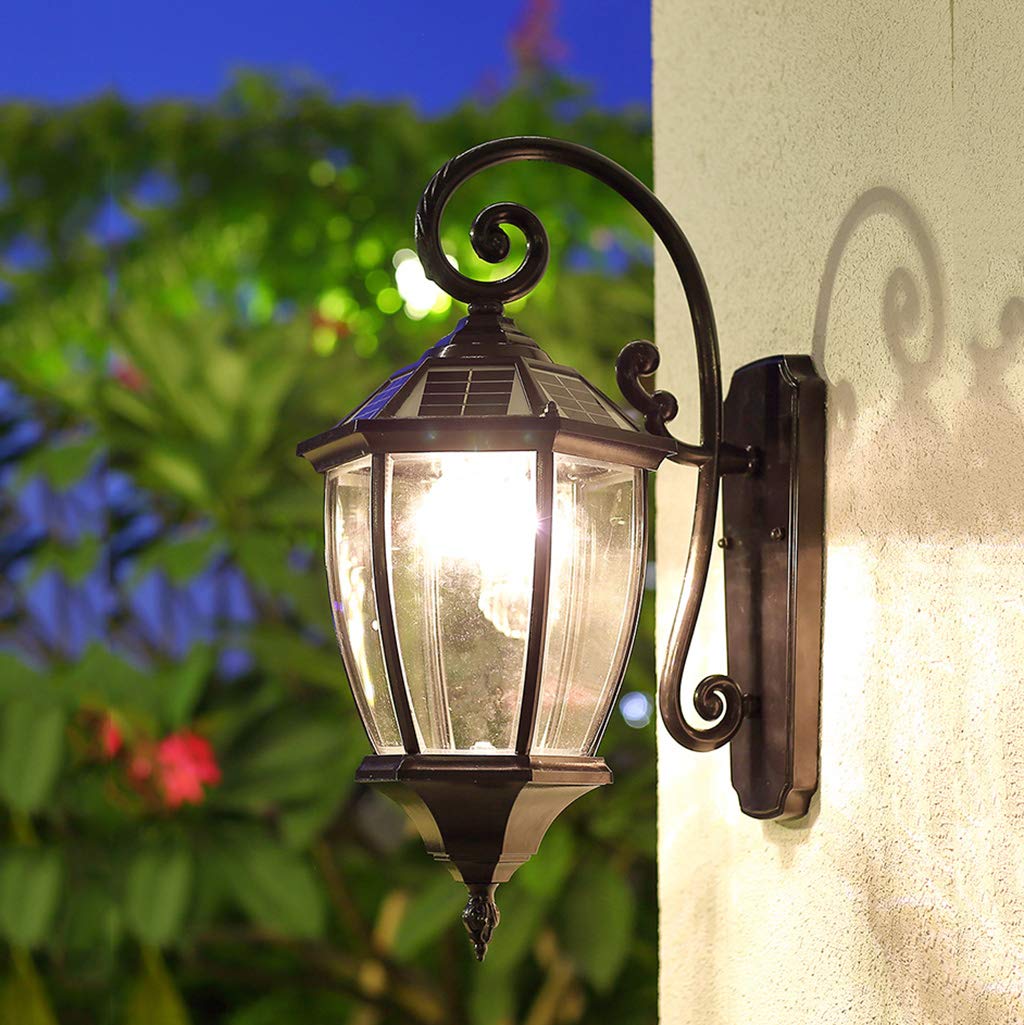 ADKINC Solar Wall Lights Outdoor,One-Light Exterior Wall Lantern,2 Modes Solar Led Waterproof Lighting for Deck,Transparent Glass,Easy-to-Install Security Lights for Front Door, Yard, Garage, Deck (