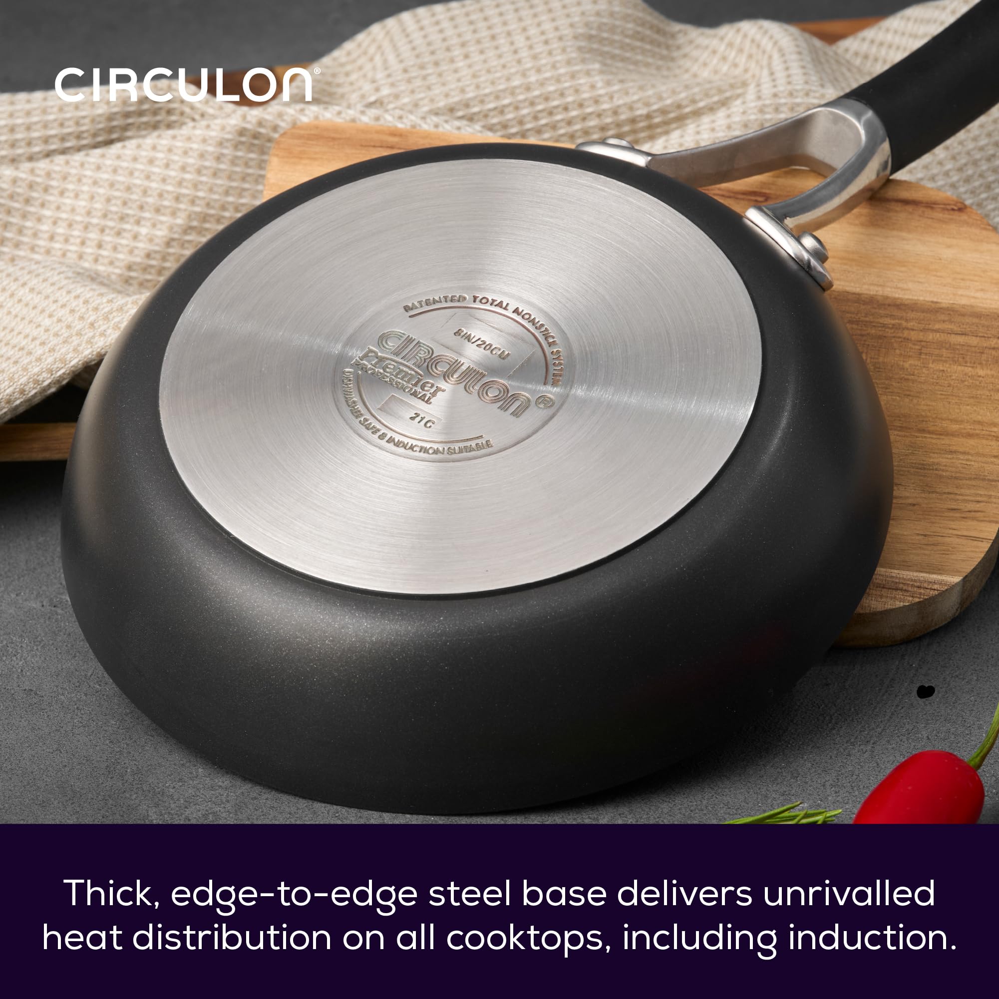 Circulon Premier Professional Hard Anodised 20/28 cm Frying Pan Twin Pack Set, 2-Piece - Black