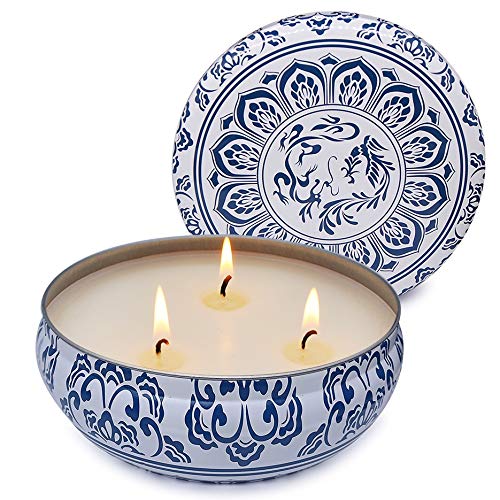 Citronella Candle Outdoor Large 3 Wick 13.5oz Soy Wax Candle with Lid for Patio Porch, 75 Hour Burn