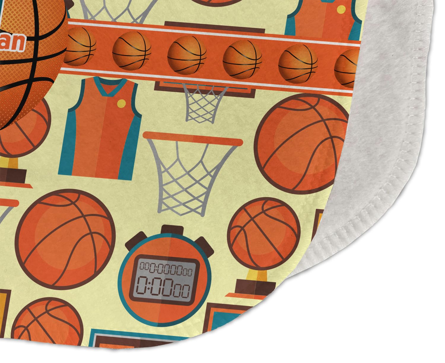 Personalized Basketball Burp Cloth - Fleece w/Name or Text