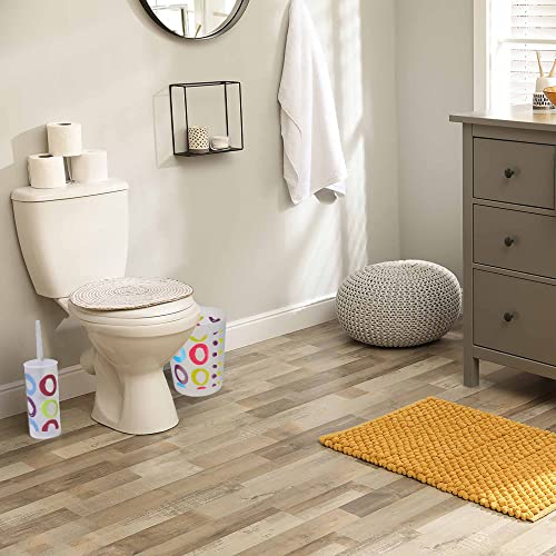 Bathroom Accessory Set 2-Pieces Plastic Wastebasket & Toilet Brush Holder (Pop)