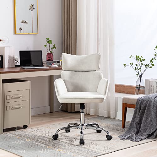BFZ Ergonomic Office Chair, Home Office Desk Chairs with Adjustable Headrest, Mid Back Velvet Computer Chair, Height Adjustable Rolling Swivel Executive Task Chair, Tilt Function