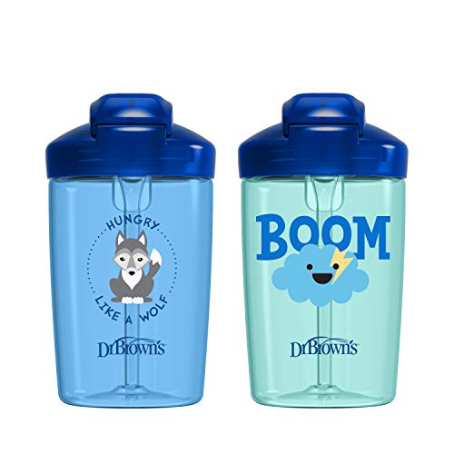 Dr. Brownās Milestones Sippy Cup with Straw, Blue, 12oz, 2 Pack, 12m+