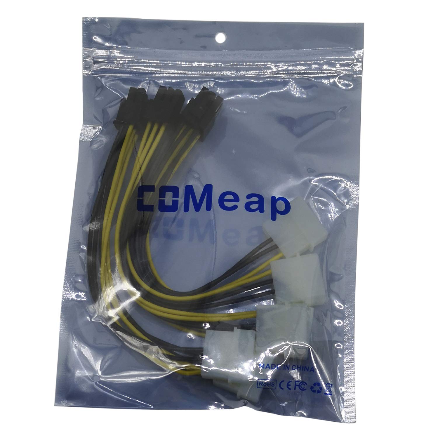 COMeap (3-Pack) Molex to 6 Pin GPU Power Adapter, 6 Pin PCI Express to 2X Molex LP4 PCIe Power Cable 6-inch(15.5cm)