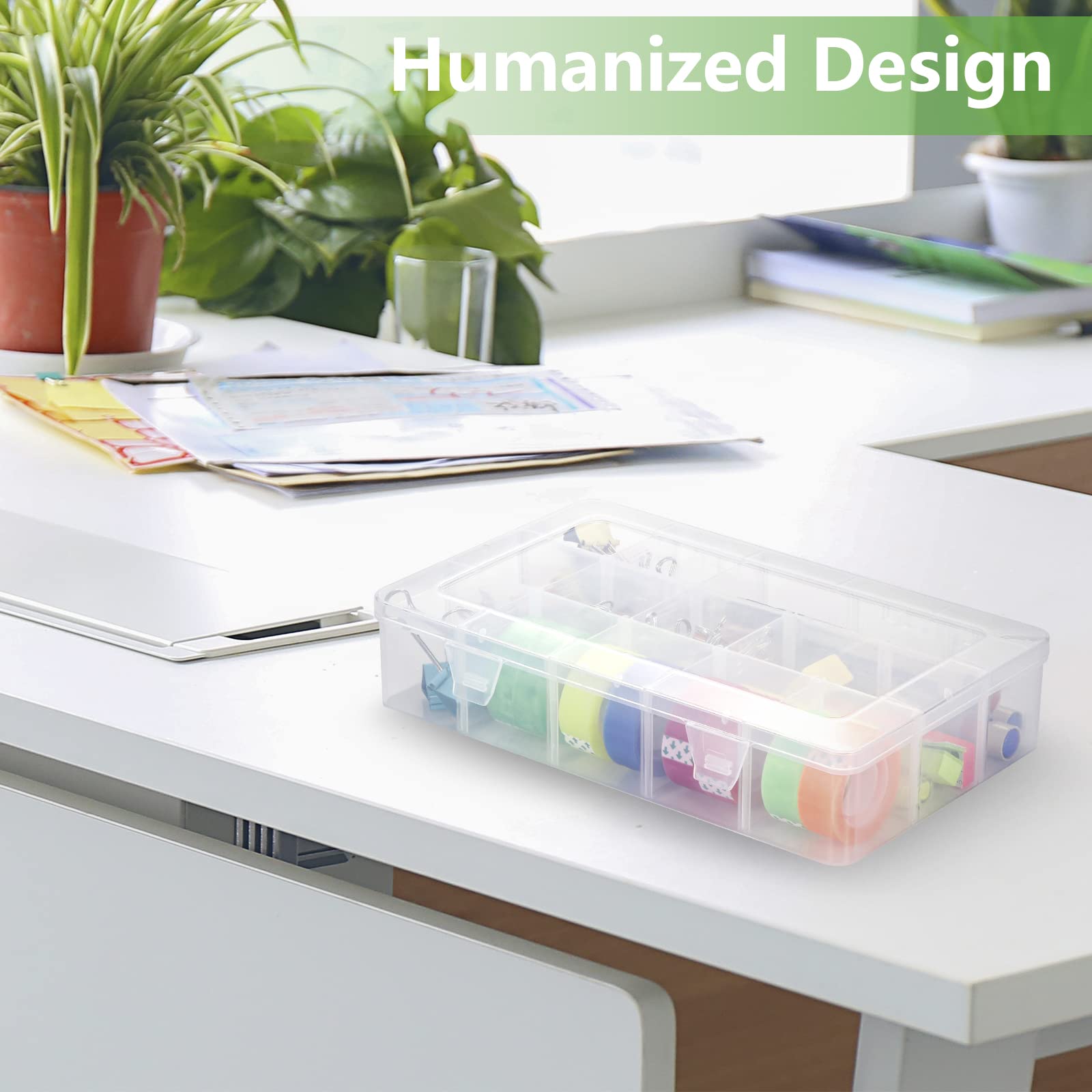 Bluedale 15 Grids Clear Craft Organizer Storage Box, Plastic Bead Container Organizers with Adjustable Dividers, Compartment Organizer Box for Art DIY, Jewelry, Earring, Screw, Small Parts