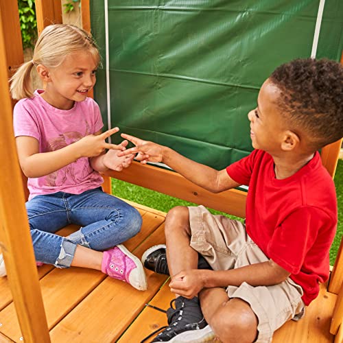 KidKraft Appleton Wooden Swing Set/Playset with Swings, Slide, Rock Wall, Chalkwall, Clubhouse and Sandbox, Ages 3-10, Amazon Exclusive Multicolor