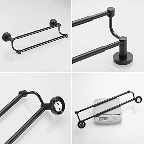 BESy Adjustable 16.5-28.5 Inches Double Bath Towel Bar for Bathroom SUS304 Stainless Steel Towel Holder, Hotel Style Wall Mount with Screws Hand Towel Bar,Towel Rack Rod Hanger, Matte Black Finish