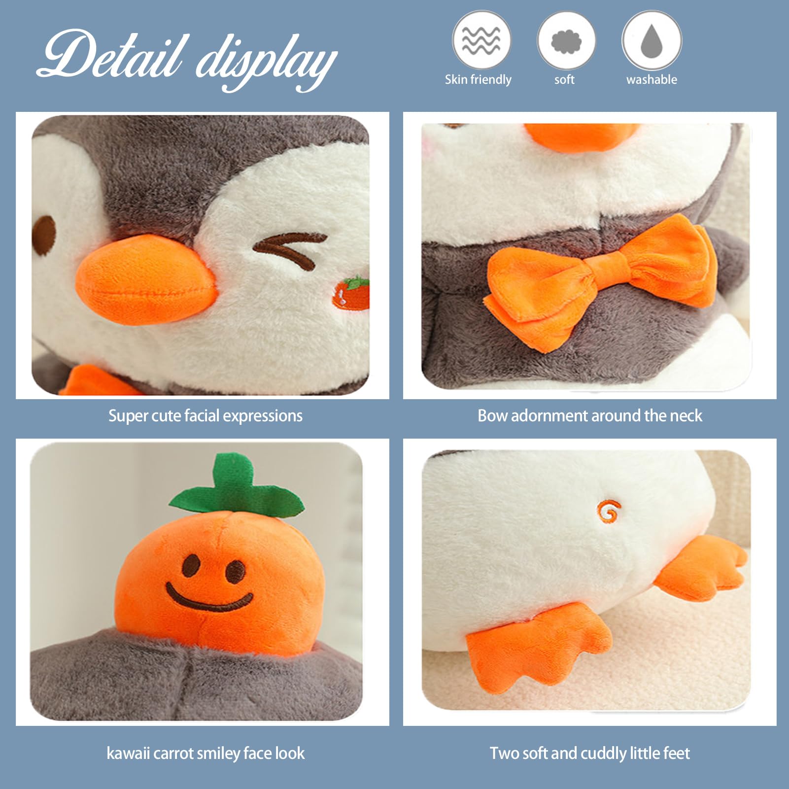 AUCOOMA Penguin Plush Stuffed Animal Toys,Cute Stuffed Penguin Plush Toy Hug Pillow 9.8"