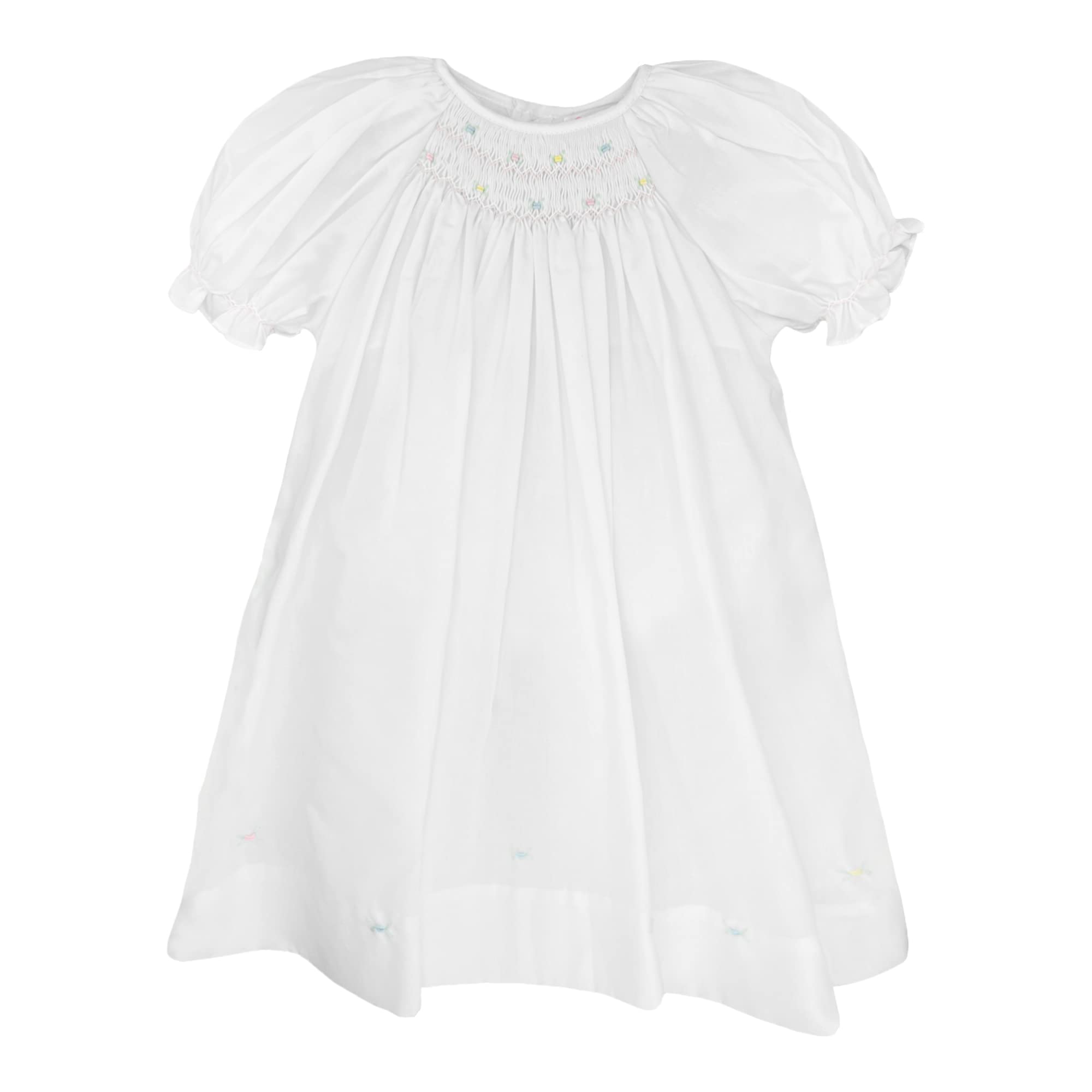 Petit Ami Baby Girls' Daydress with Embroidered Hem, 9 Months, White
