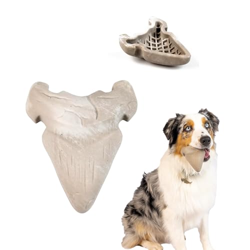 Hyper Pet Fossil Durable Dog Slow Feeder, Chew Toy, Interactive, Bacon Flavored Long Lasting for Aggressive Chewers, Megalodon Tooth, for All Breeds
