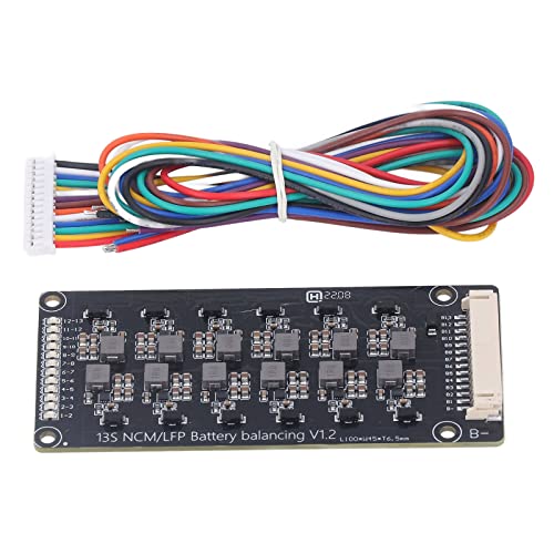 Active Equalizer Balancer, Maximum Balance Current 1.2A Balance Indicator Light Voltage Balancer ABS Housing Low Static Power Consumption for Industry(13s)