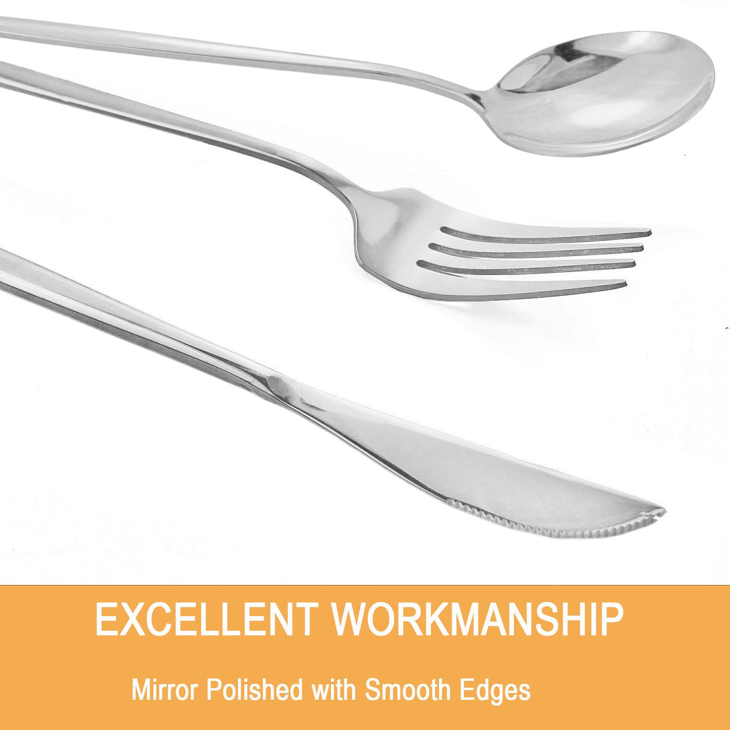 Dnalrhoi 24-Piece Silver Korean Silverware Sets Mirror Polished Stainless Steel Modern Flatware Cutlery Set Service for 6 Including Forks Spoons Knives Kitchen(Silver)