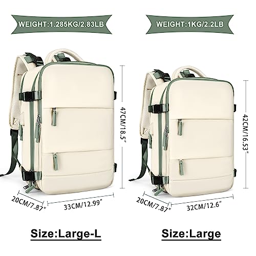coowoz Large Travel Backpack For Women Men,Carry On Backpack,Hiking Backpack Waterproof Outdoor Sports Rucksack Casual Daypack travel essentials(White Green)