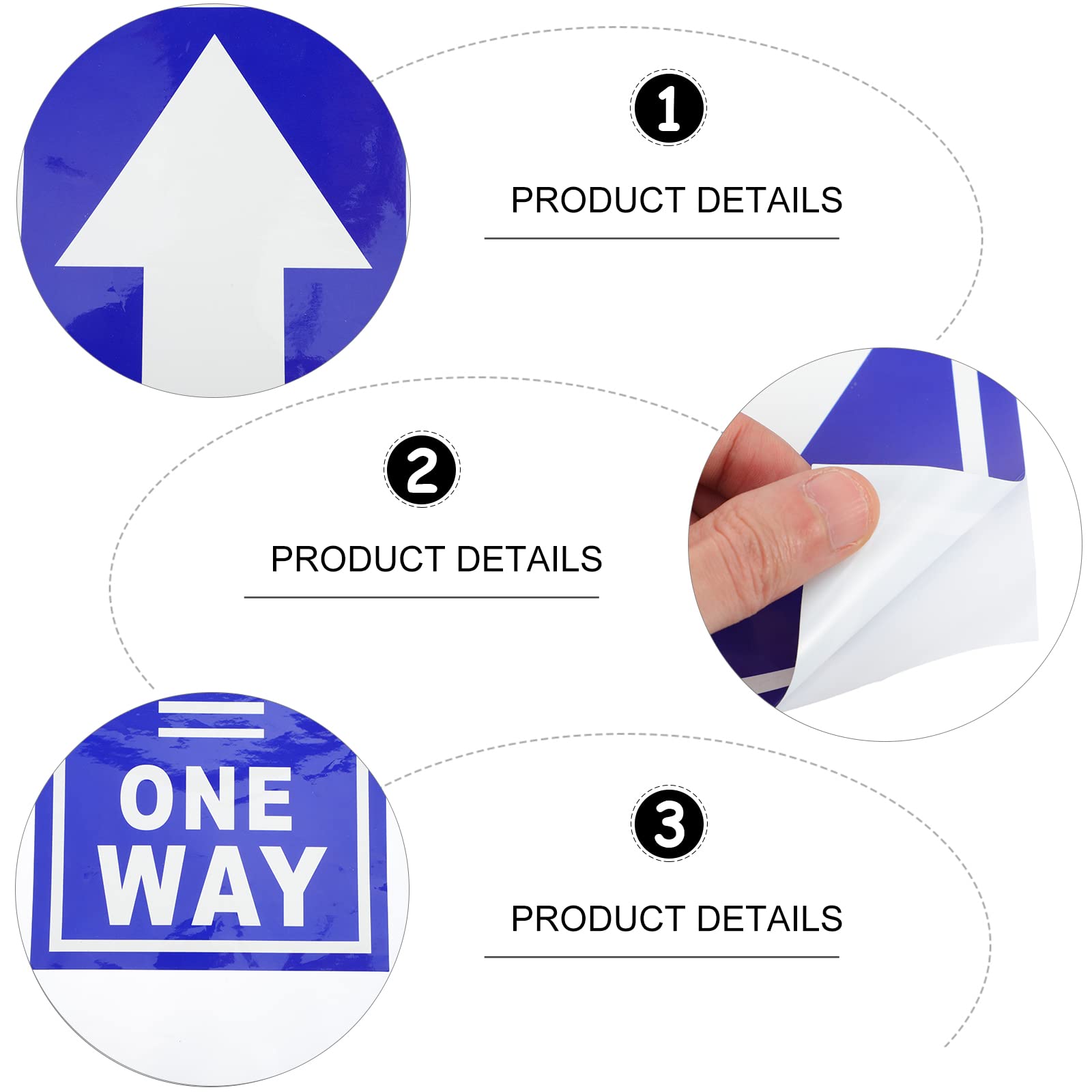 5pcs Point to Logo Sticker Direction Floor Sticker Warning Stickers One Way Floor Ground Sign Blue Stickers Indicator Caution Ground Label Carpet PVC Self-Adhesive 3D Pearlescent