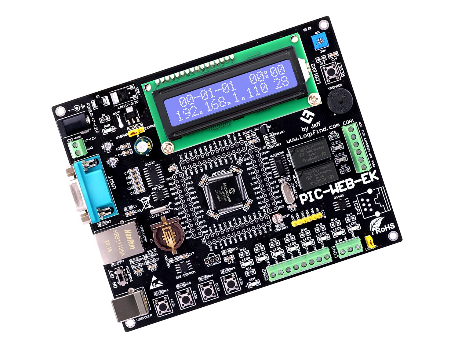 PIC Ethernet Development Board PIC-Web-EK for PIC18F97J60 Web Server Controller